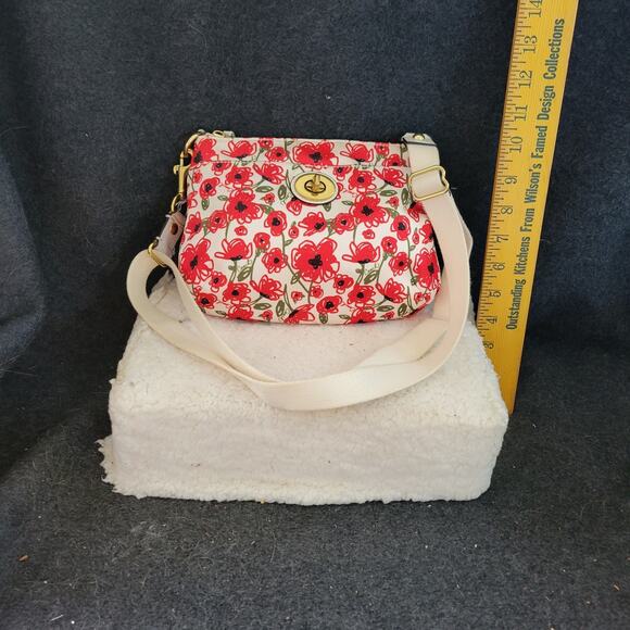 Coach | Bags | Coach Poppy Red Rose Flower Sateen Purse Crossbody Small ...